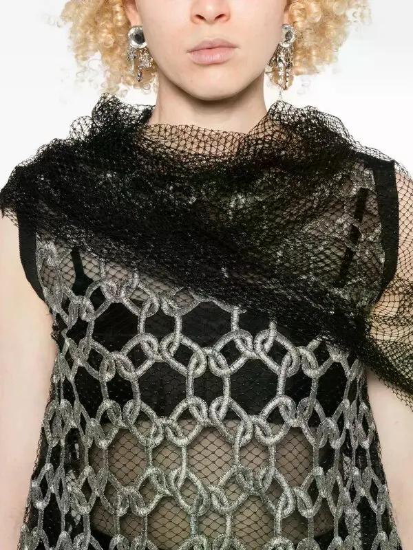 GEMY MAALOUF Geometric Pattern Mesh Top