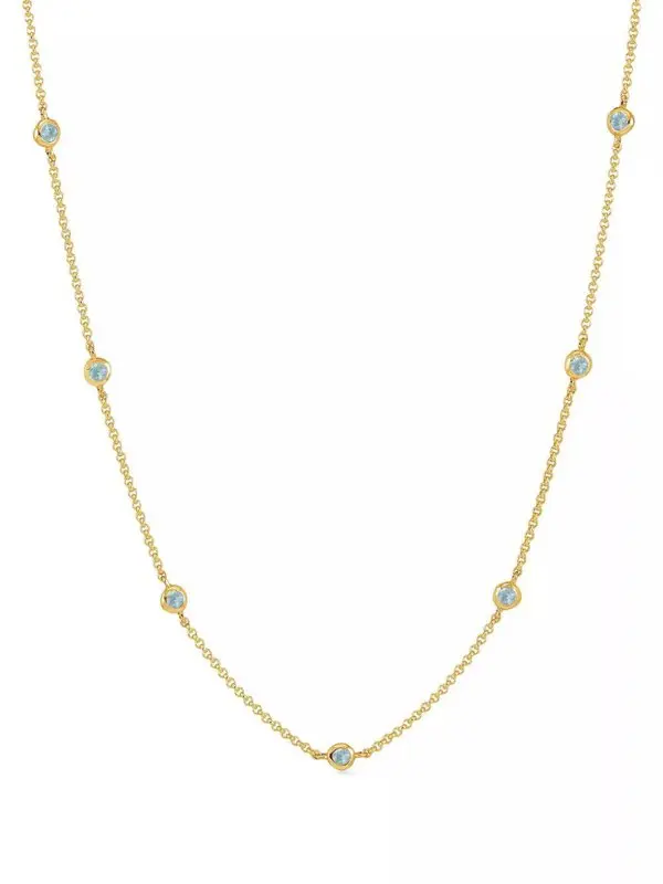 DOWER & HALL 18k Yellow Vermeil Aquamarine Dewdrop Pendant Necklace - Gold