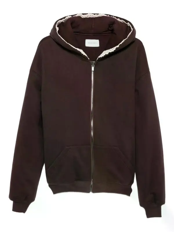 Magda Butrym Lace-trimmed Zip-up Hoodie