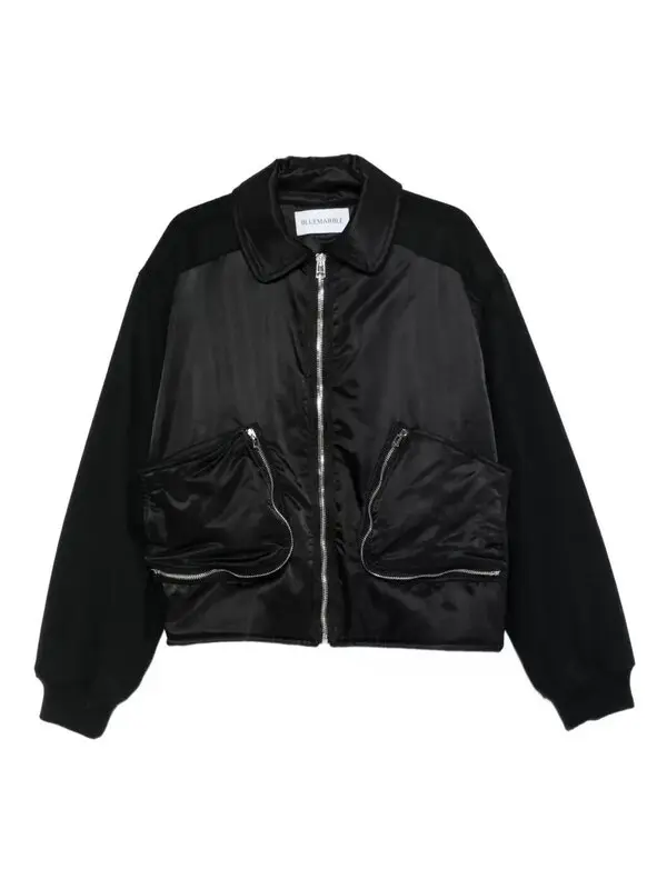 BLUEMARBLE Zip-front Wool-sleeve Bomber Jacket
