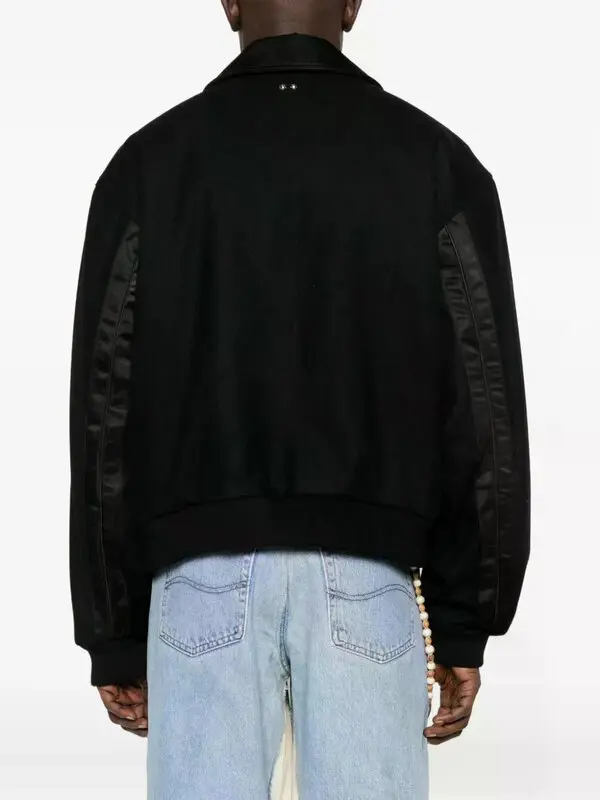 BLUEMARBLE Zip-front Wool-sleeve Bomber Jacket