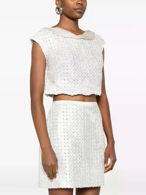 GEMY MAALOUF Floral Lace Cropped Top