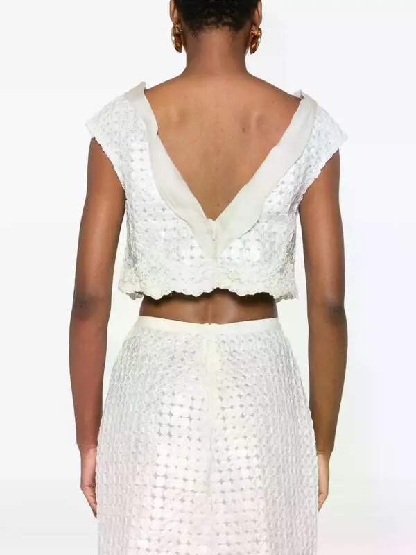 GEMY MAALOUF Floral Lace Cropped Top