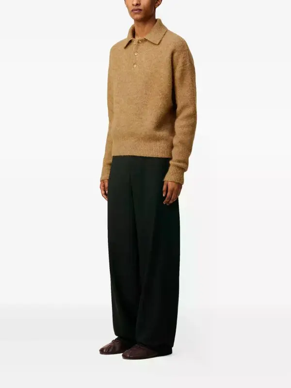 AMI Paris Long-sleeve Polo Shirt - Neutrals