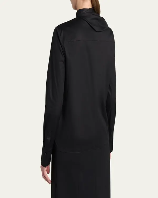 Alexander McQueen Draped Ruffle Cotton Poplin Blouse