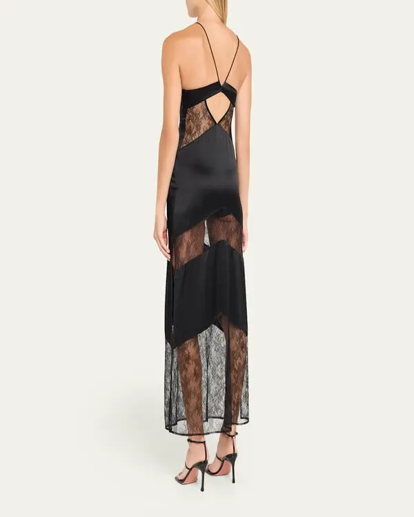 LIVY Sully Floral Lace And Silk Satin Maxi Dress