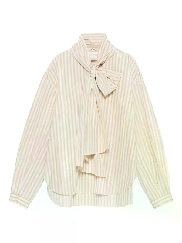 FORTE_FORTE Striped Tie-neck Shirt