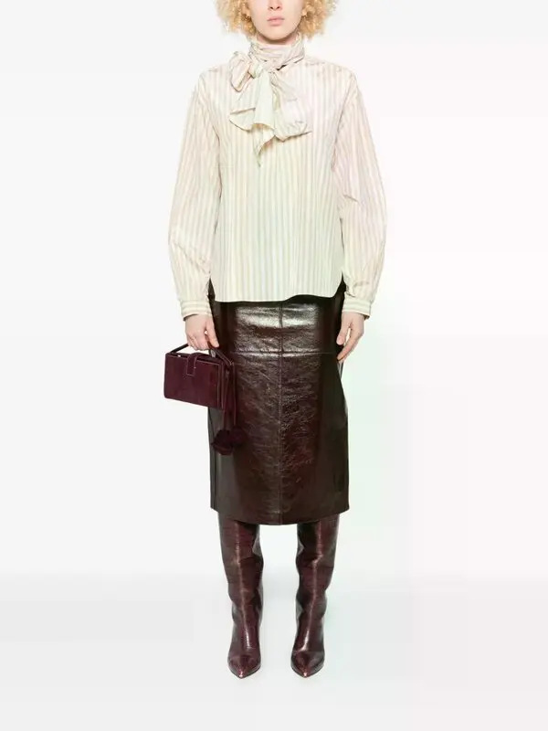 FORTE_FORTE Striped Tie-neck Shirt
