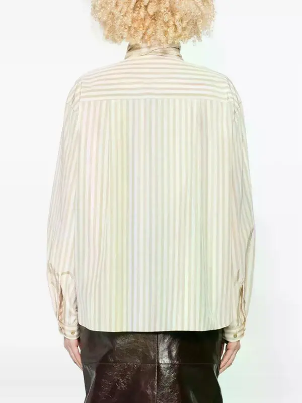 FORTE_FORTE Striped Tie-neck Shirt