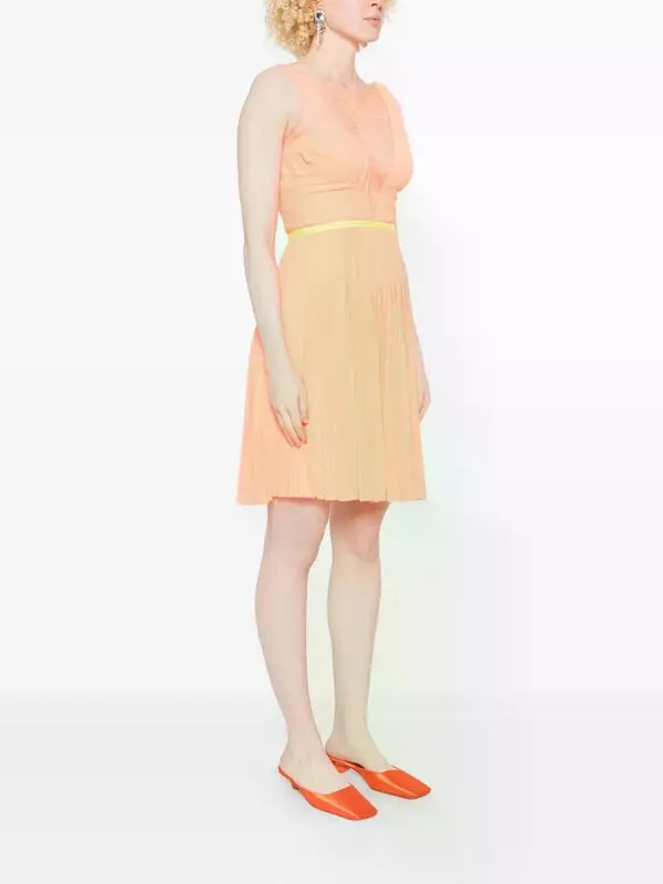 GEMY MAALOUF Pleated Lace-insert Mini Dress
