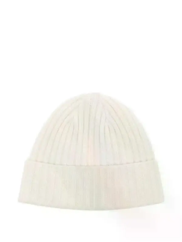 N.peal Cashmere Ribbed Beanie - Neutrals