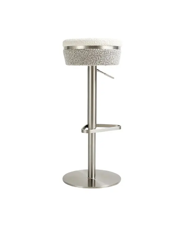 TOV FURNITURE Astro Boucle Adjustable Stool - Grey,white