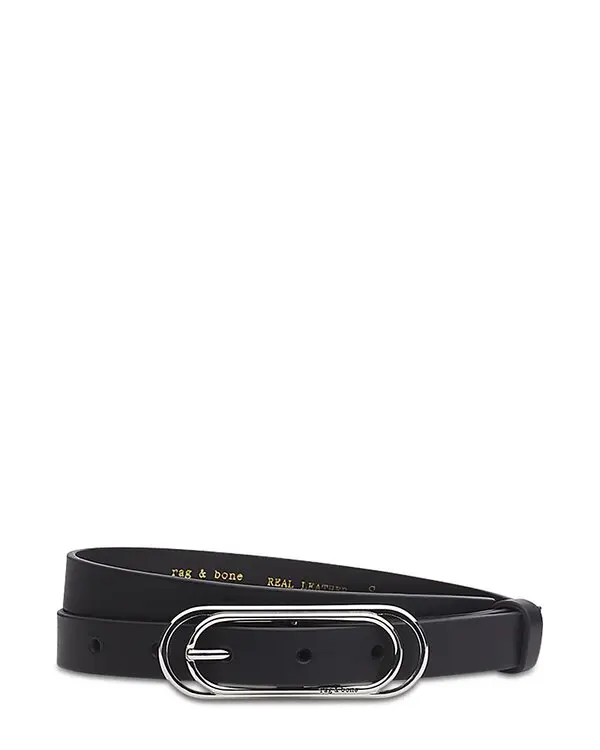 Rag & Bone Duo Rounded Rebound Leather Belt - Black