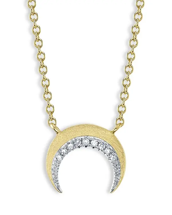 MOON & MEADOW 14k Yellow Diamond Crescent Moon Necklace - Gold