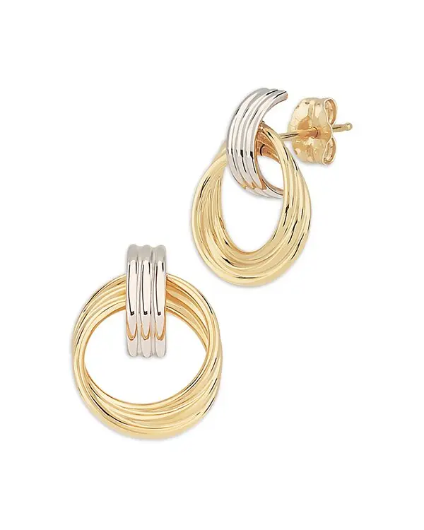 ALBERTO AMATI 14k White And Yellow Doorknocker Drop Earrings - Gold