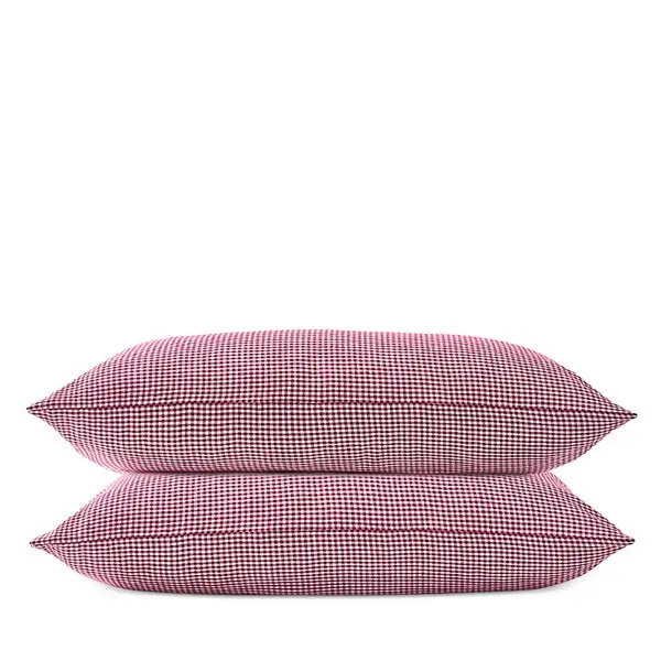 CHRISTY Gingham Ruffle King Pillowcase, Pair - Red