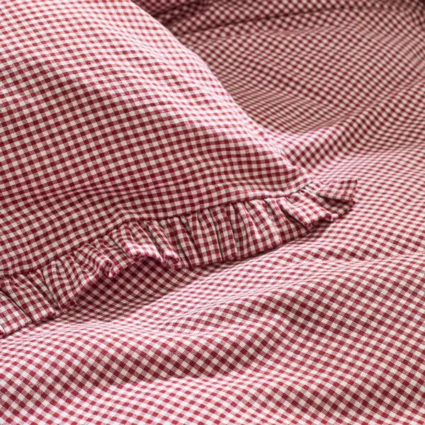 CHRISTY Gingham Ruffle Duvet Cover Set, Full Queen