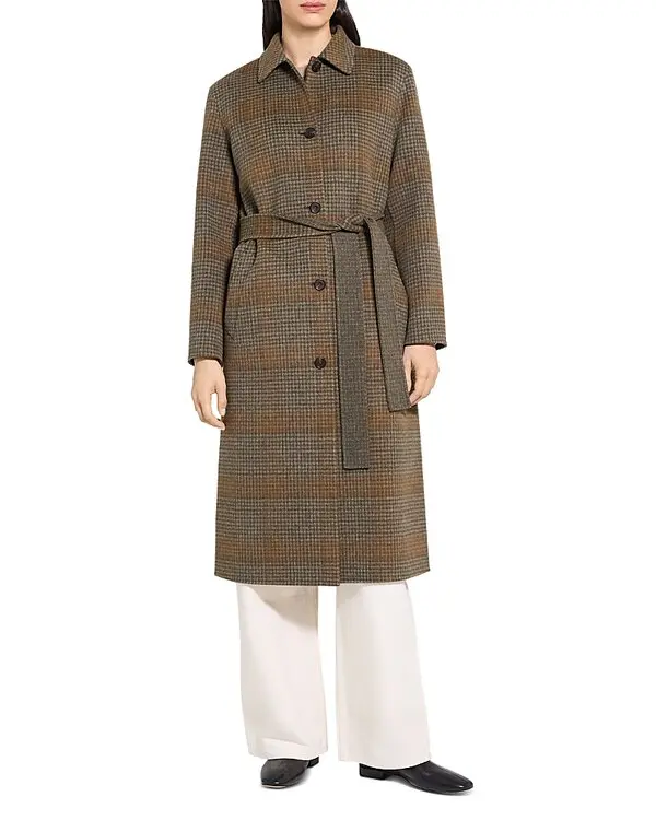 Theory Wool & Cashmere Plaid Coat
