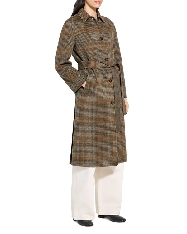 Theory Wool & Cashmere Plaid Coat