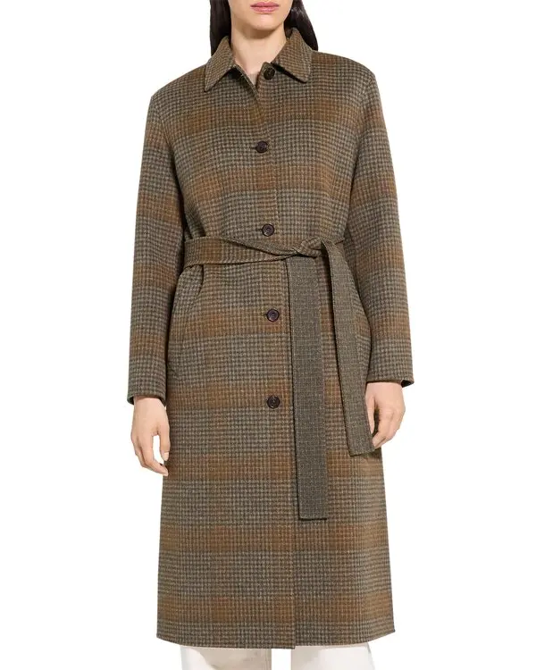 Theory Wool & Cashmere Plaid Coat