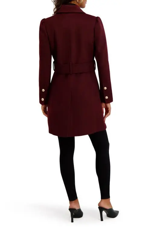 Kensie Wool-blend Long Coat - Wine