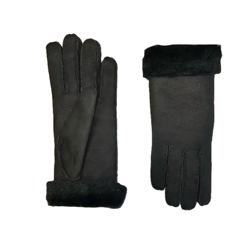AGNELLE Denise Shearling Gloves - Noir