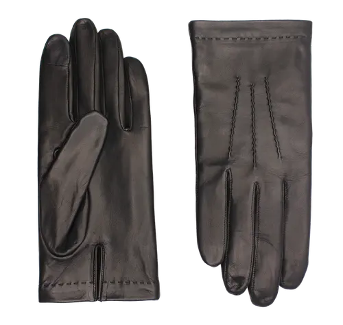 AGNELLE Loic Alpaca Lined Lambskin Gloves - Tnoir