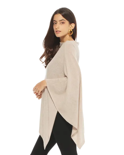MONTICELLI CASHMERE Pure Cashmere Poncho - Beige