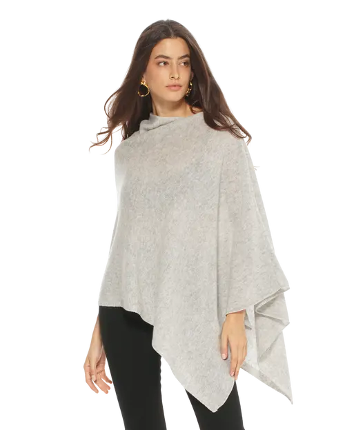 MONTICELLI CASHMERE Pure Cashmere Poncho - Light Grey