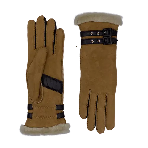 AGNELLE Bombera Double-faced Sheepskin Gloves - Chestnut