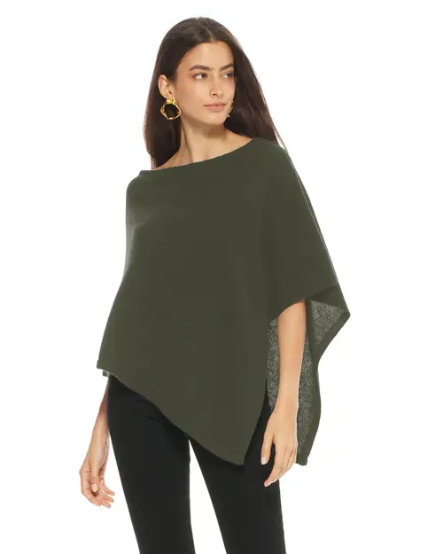 MONTICELLI CASHMERE Capelet Poncho - Olive Green