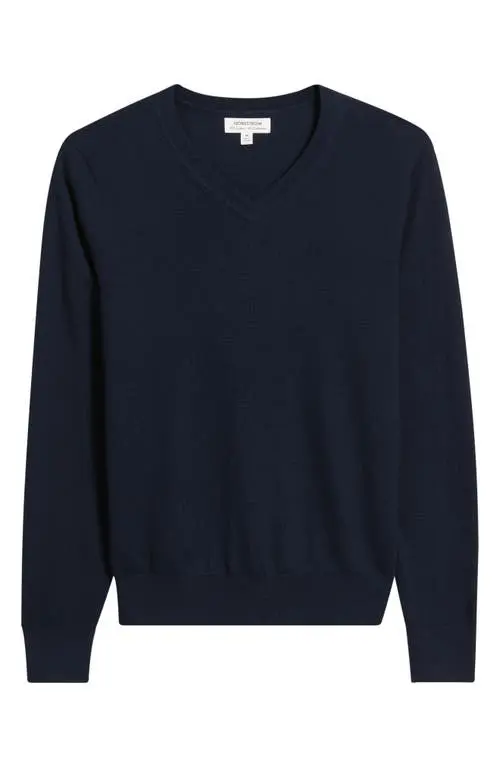 Nordstrom Cotton And Cashmere V-neck Sweater - Navy Night