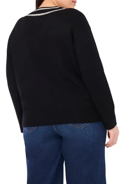 Halogen Embroidered Trim Sweater