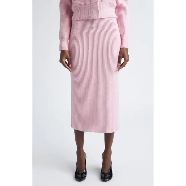 Givenchy Wool And Alpaca Blend Ribbed Midi Skirt - Light Pink