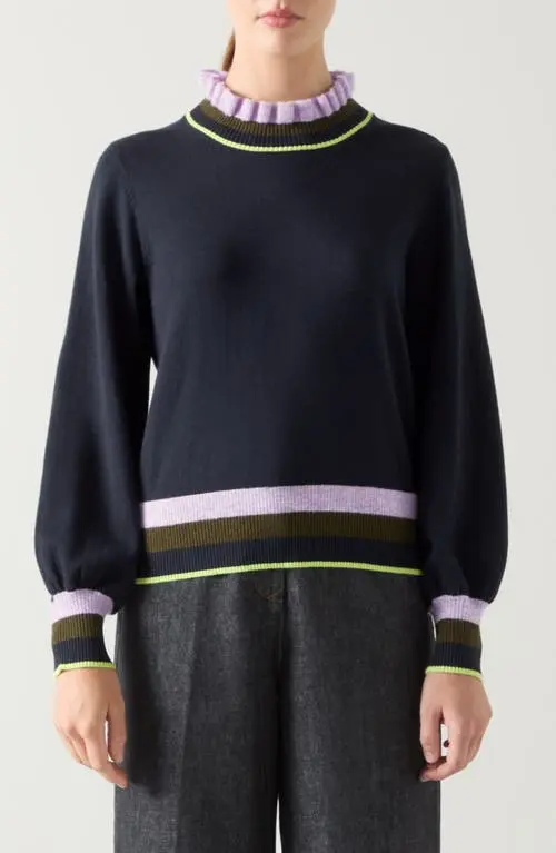 LK BENNETT Alina Stripe Mock Neck Sweater