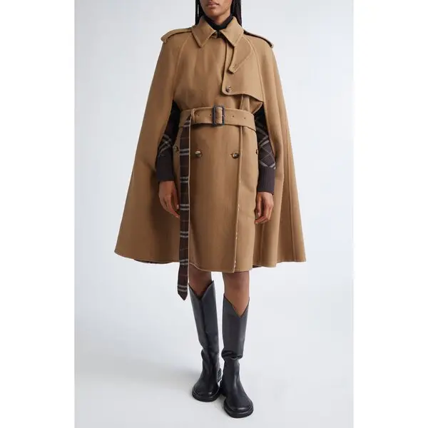 Burberry Bellemont Cape Back Wool Coat
