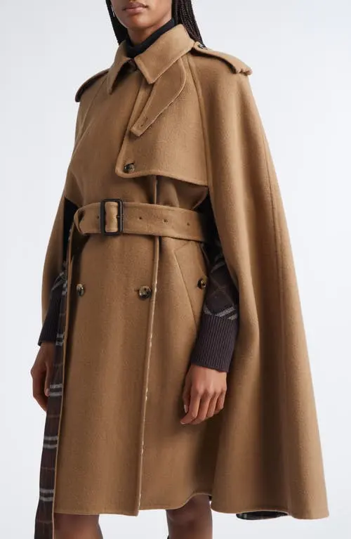 Burberry Bellemont Cape Back Wool Coat