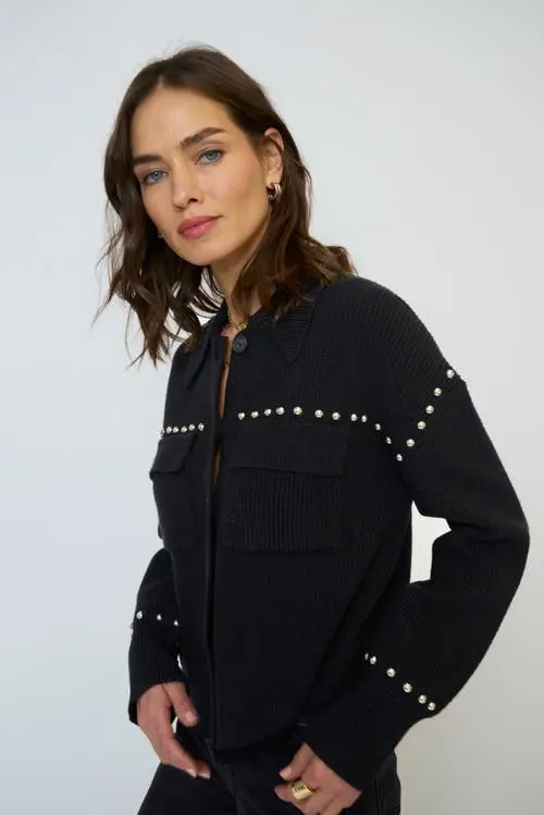 Central Park West Studded Sweater Jacket