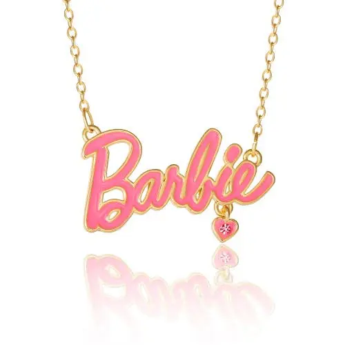 BARBIE 18k Yellow Gold Flash-plated Logo Necklace - Pink/ Goldone