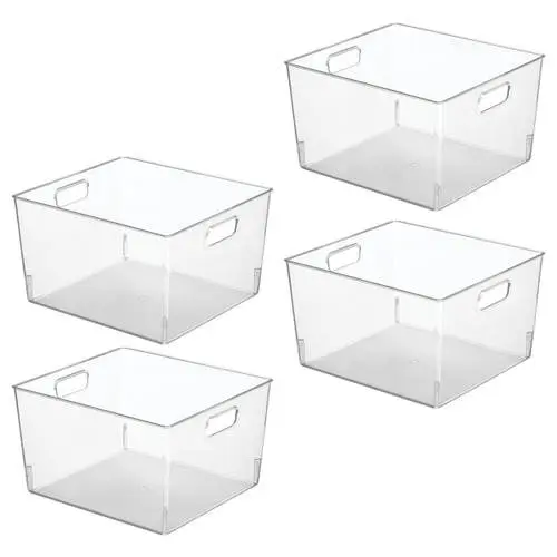 MDESIGN Plastic Household Cubby Storage Organizer Container Bin4 Pack - Clear