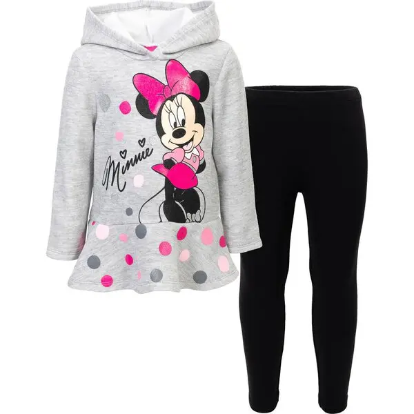 Disney Minnie Mouse Fleece Pullover Hoodie And Leggings Set - Heather Grey