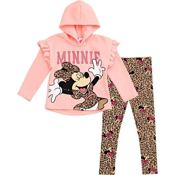 Disney Minnie Mouse Fleece Pullover Hoodie And Leggings Set - Pink /brown