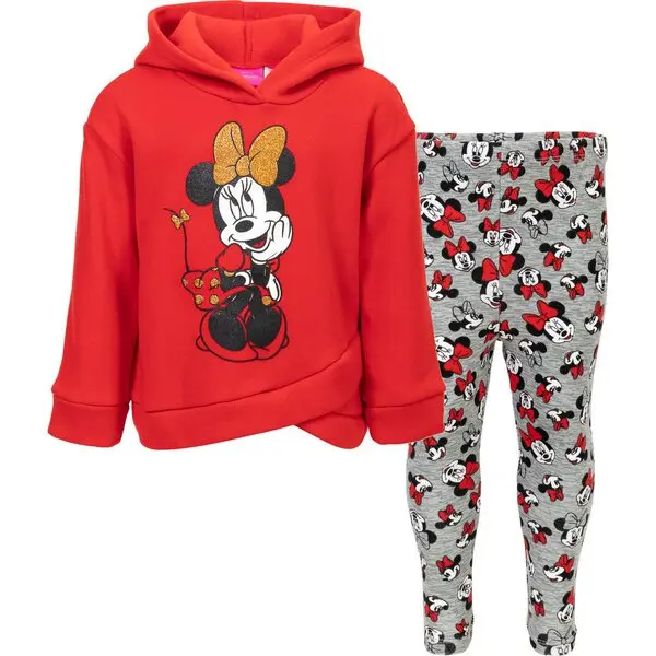 Disney Minnie Mouse Fleece Pullover Hoodie And Leggings Set - Red