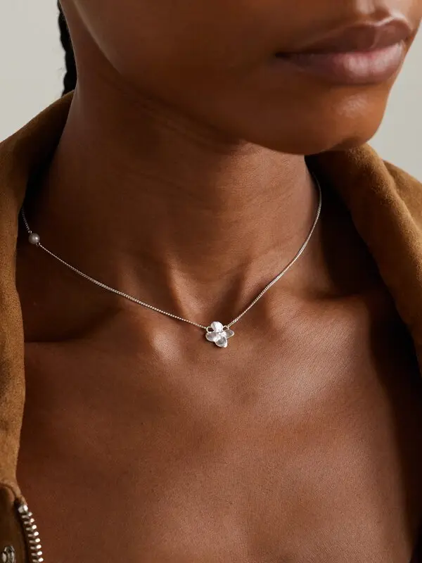 Completedworks Plated Pearl Floral Necklace
