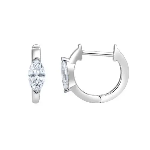 LUVMYJEWELRY 14k Gold 0.50 Ct Lab Grown Diamond Huggie Earrings - 14k White Gold