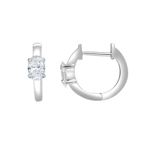 LUVMYJEWELRY 14k Gold 0.50 Ct. Lab Grown Diamond Huggie Earrings - 14k White Gold