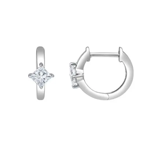 LUVMYJEWELRY Princess Charm 14k Gold 1.00 Ct Lab Grown Diamond Huggies - 14k White Gold