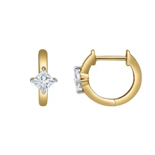 LUVMYJEWELRY Princess Charm 14k Gold 1.00 Ct Lab Grown Diamond Huggies - 14k Yellow Gold