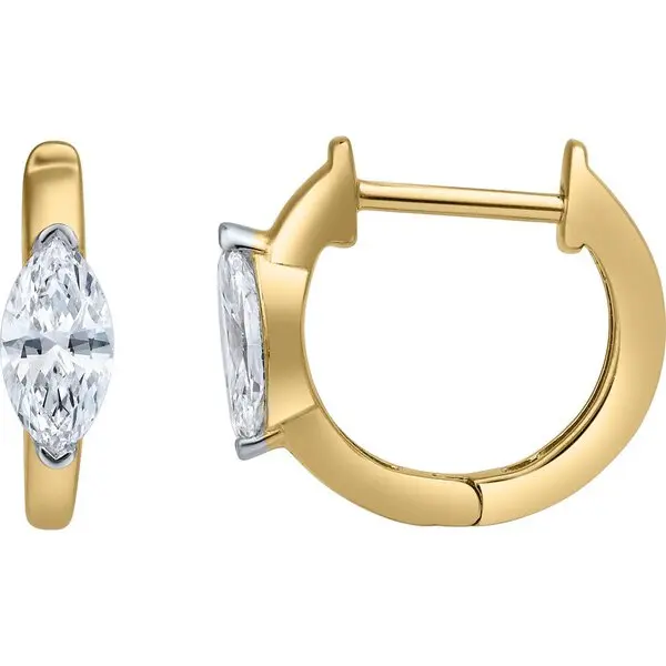 LUVMYJEWELRY 14k Gold 0.75 Ct. Marquise Lab Grown Diamond Huggie Earrings - 14k Yellow Gold