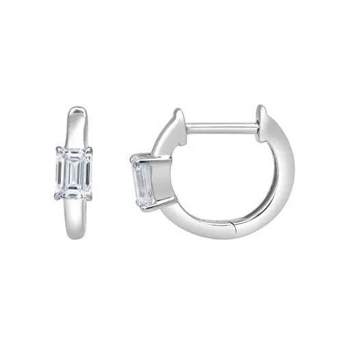 LUVMYJEWELRY 14k Gold 0.75 Ct Lab Grown Diamond Huggie Earrings - 14k White Gold